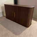 Ebern Designs 47" Sideboard Buffer Cabinet with Fluted Slide Doors, Tambour Storage Cabinet with ...